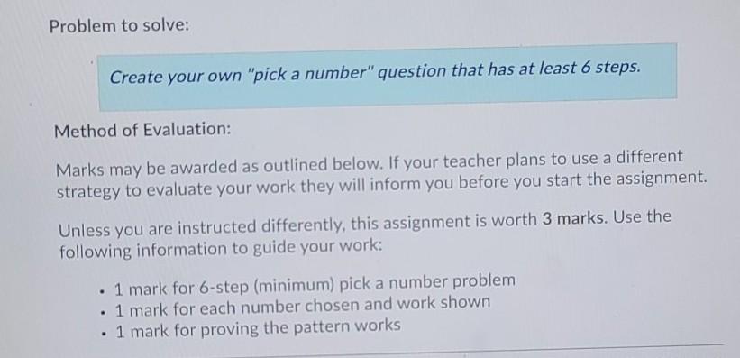 Solved Problem to solve: Create your own "pick a number" | Chegg.com