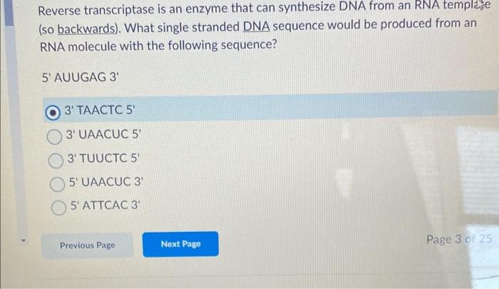 Solved Reverse transcriptase is an enzyme that can | Chegg.com