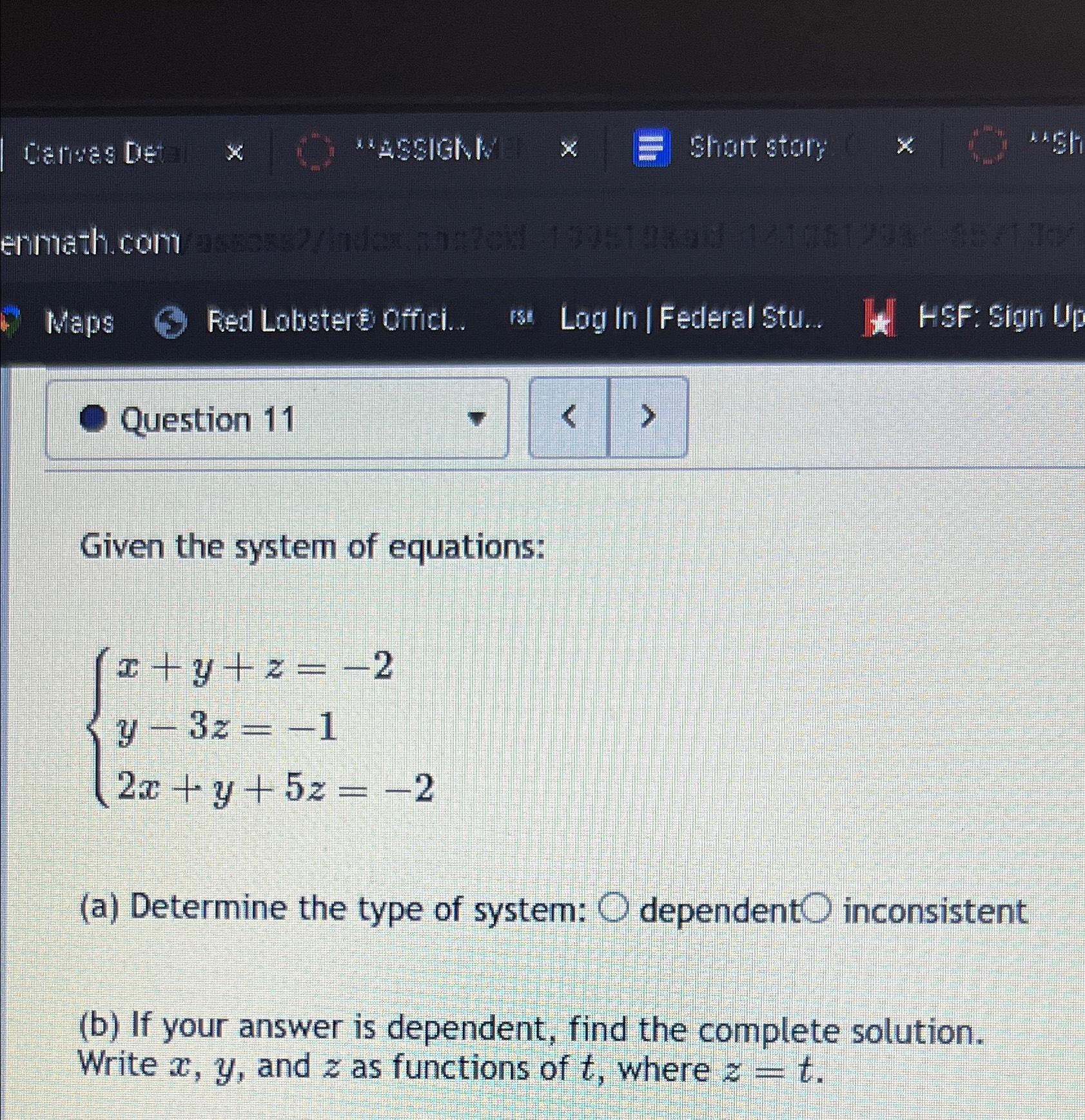 Solved Question 11Given the system of | Chegg.com