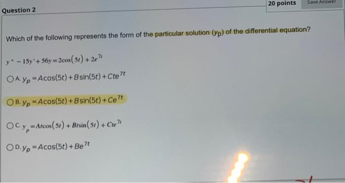 Solved Which of the following represents the form of the | Chegg.com