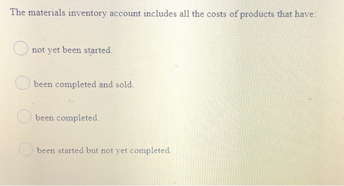 Solved The materials inventory account includes all the | Chegg.com