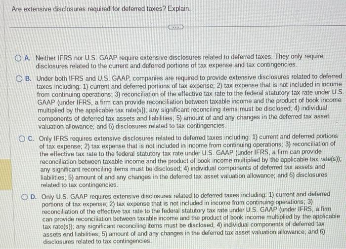 Solved Are extensive disclosures required for deferred | Chegg.com