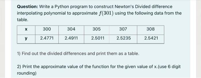 Solved Question: Write a Python program to construct | Chegg.com