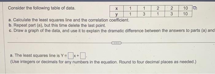 [Solved]: Consider the following table of data. a. Calculat