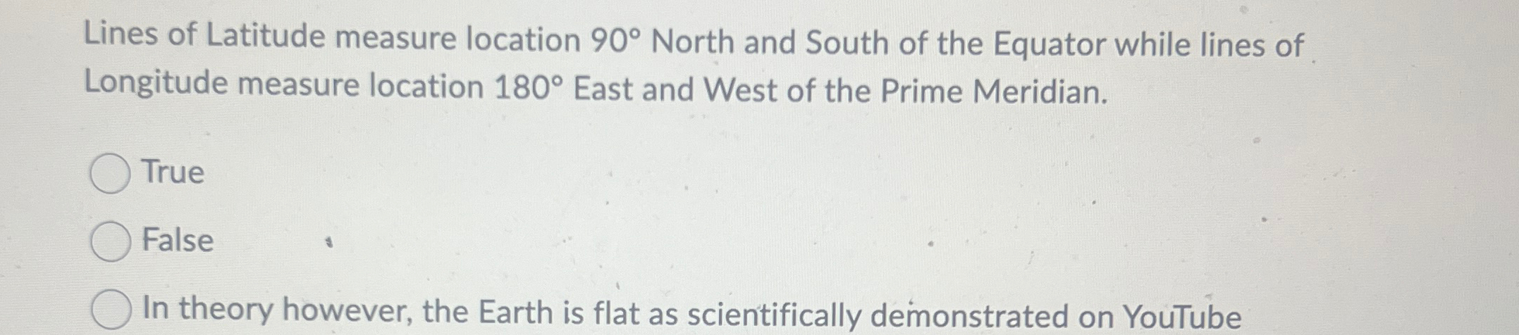 Solved Lines of Latitude measure location 90° ﻿North and | Chegg.com
