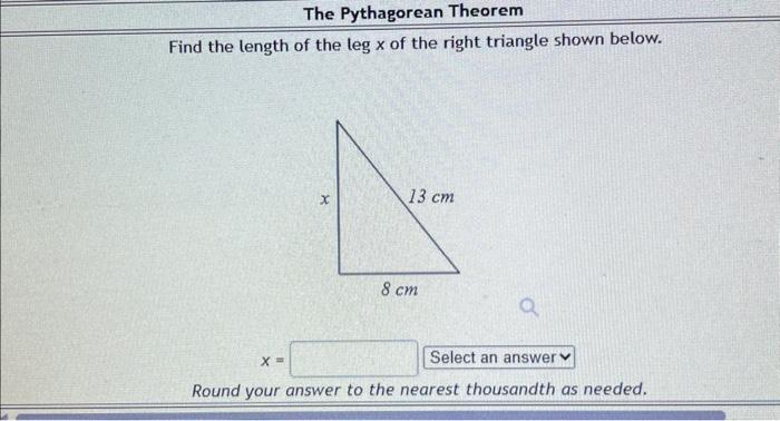Solved Find the length of the leg \\( x \\) of the right | Chegg.com