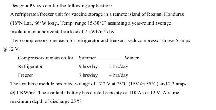Solved Design a PV system for the following application: A | Chegg.com