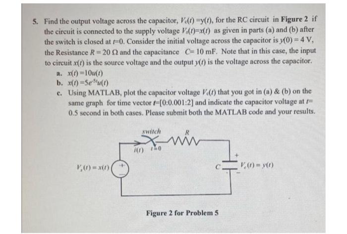 Solved 5. Find the output voltage across the capacitor, | Chegg.com