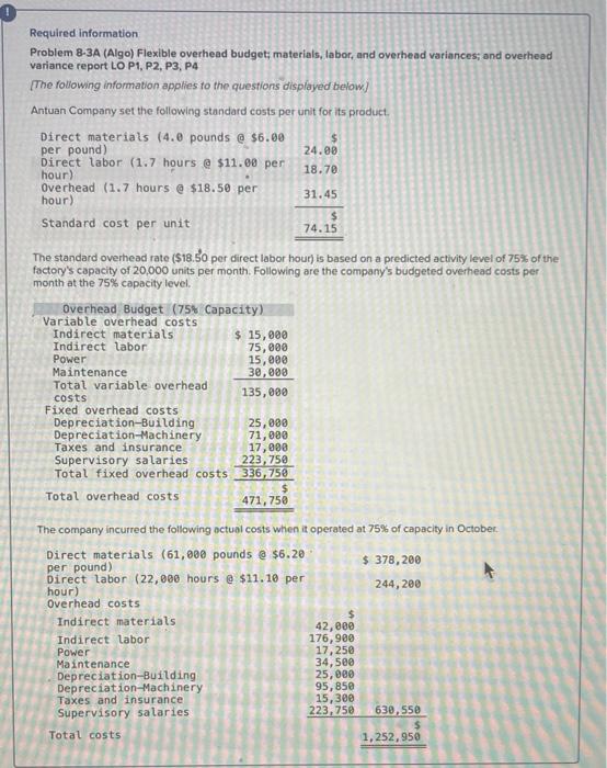 [Solved]: Required information Problem 8-3A (Algo) Flexible