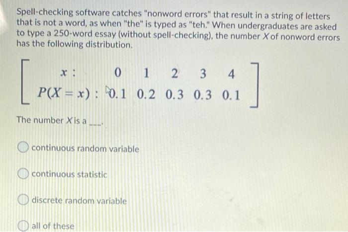 Solved Spell-checking software catches "nonword errors" that | Chegg.com