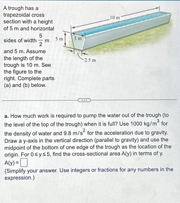 A trough has a trapezoidal cross section with a | Chegg.com