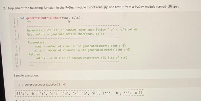 Solved Sample execution: Generates a 20 list of character | Chegg.com