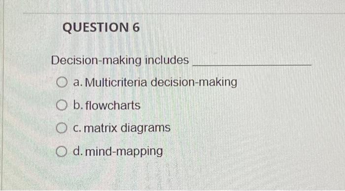 Solved Decision-making includes a. Multicriteria | Chegg.com