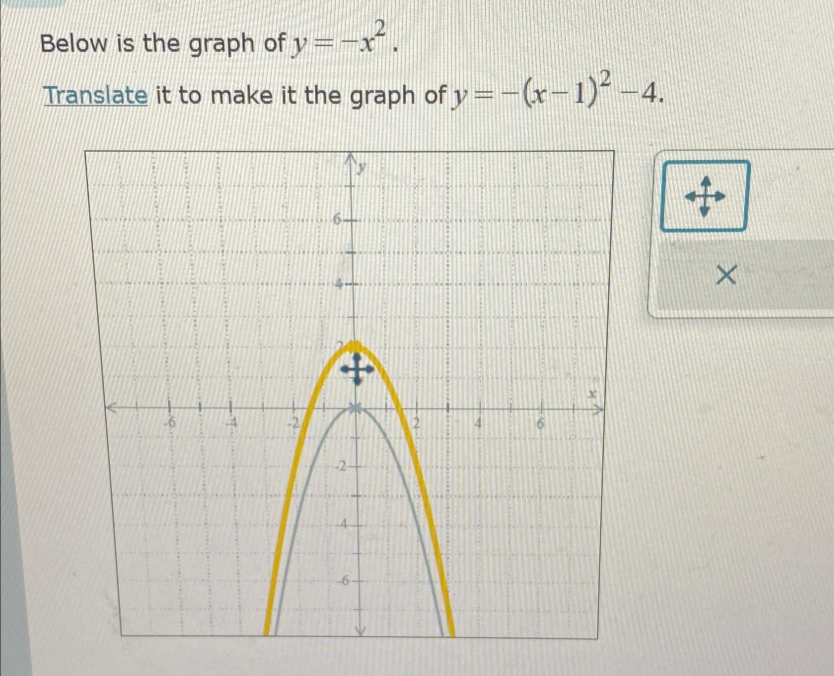 Solved Below is the graph of y=-x2.Translate it to make it | Chegg.com