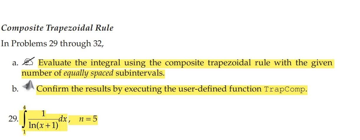 Solved Composite Trapezoidal Rule In Problems 29 through 32 | Chegg.com