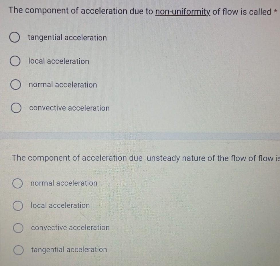 Solved The component of acceleration due to non-uniformity | Chegg.com