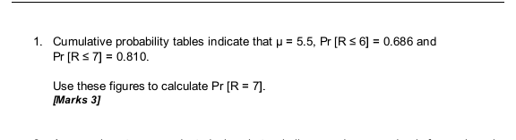 Solved 1. Cumulative probability tables indicate that | Chegg.com