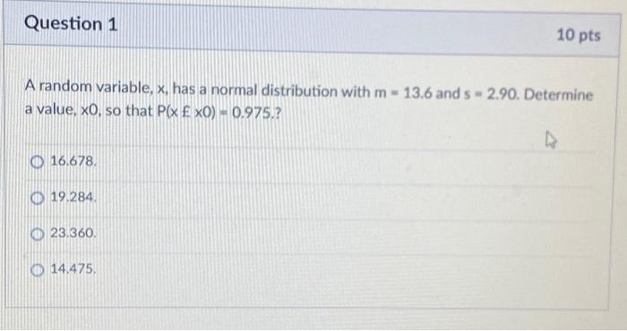 Solved A random variable, x, has a normal distribution with | Chegg.com