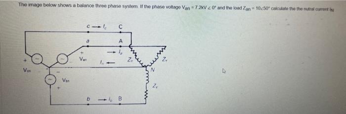 Solved Tho image below shows a balance three phase system. | Chegg.com