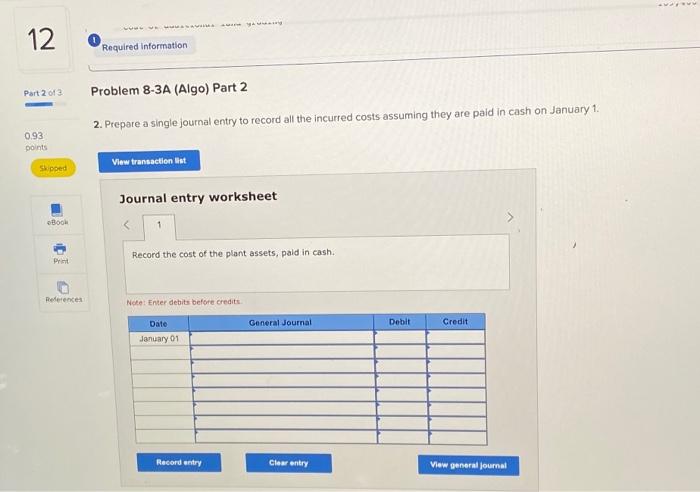 Solved Required information Problem 8-3A (Algo) Asset cost | Chegg.com