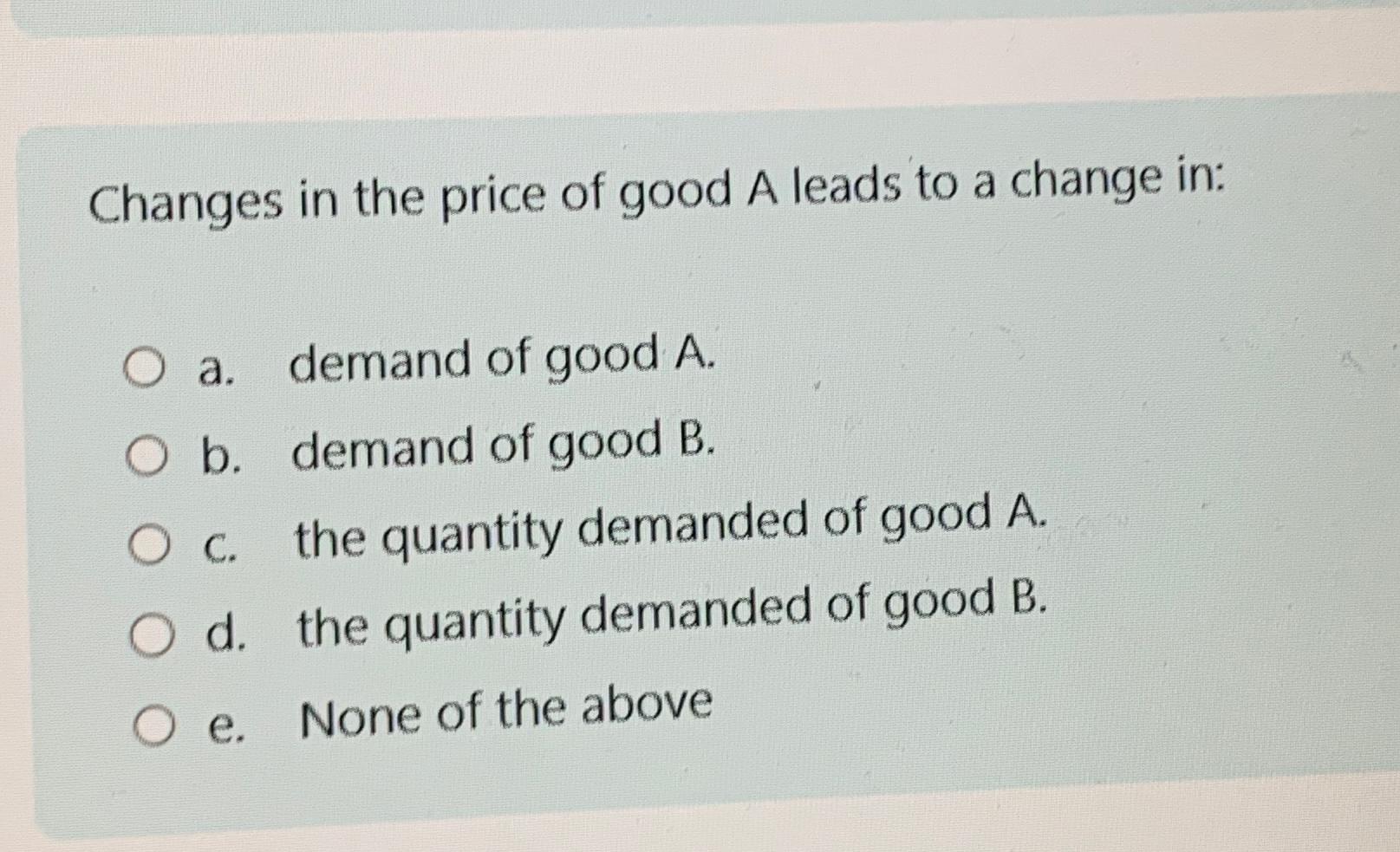 Solved Changes in the price of good A leads to a change | Chegg.com