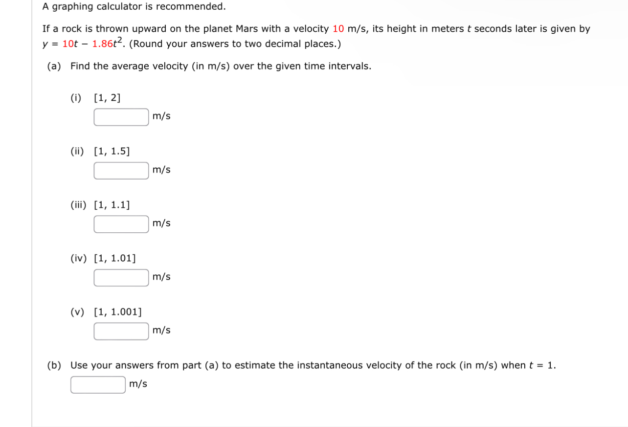 Solved A graphing calculator is recommended.If a rock is | Chegg.com