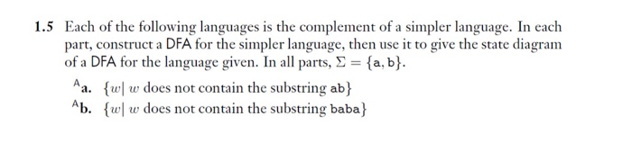 Solved 1.5 Each of the following languages is the complement | Chegg.com