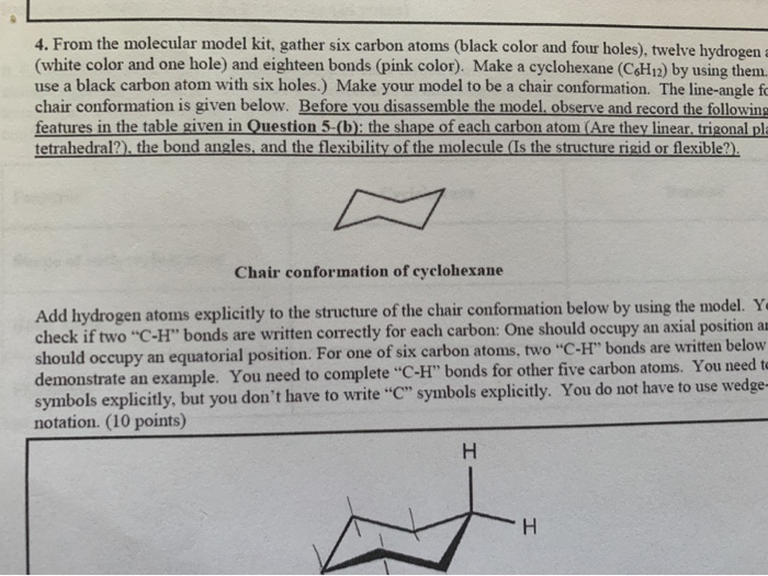Solved 4. From the molecular model kit, gather six carbon | Chegg.com