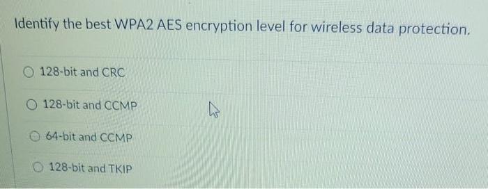 Identify the best WPA2 AES encryption level for | Chegg.com