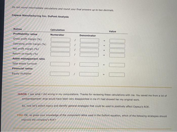 8. An analysis of company performance using DuPont | Chegg.com