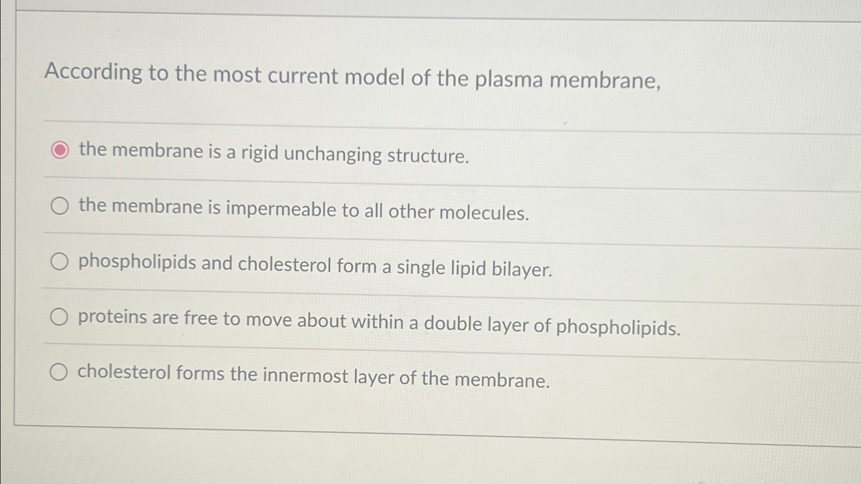 Solved According to the most current model of the plasma | Chegg.com
