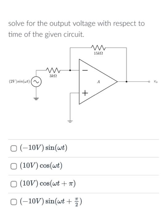 Solved solve for the output voltage with respect to time of | Chegg.com