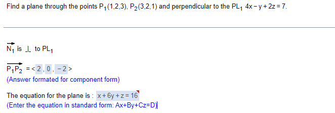 Solved Find a plane through the points P1(1,2,3),P2(3,2,1) | Chegg.com