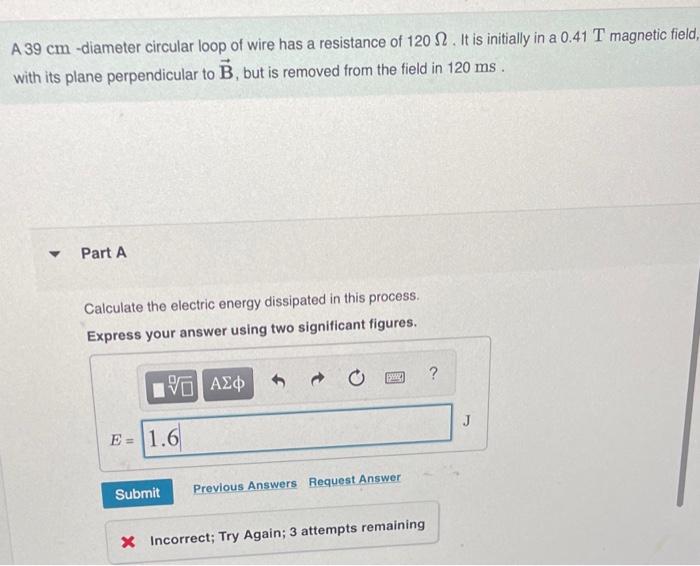 Solved A 39 cm-diameter circular loop of wire has a | Chegg.com