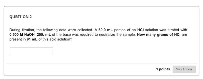 Solved During titration, the following data were collected. | Chegg.com