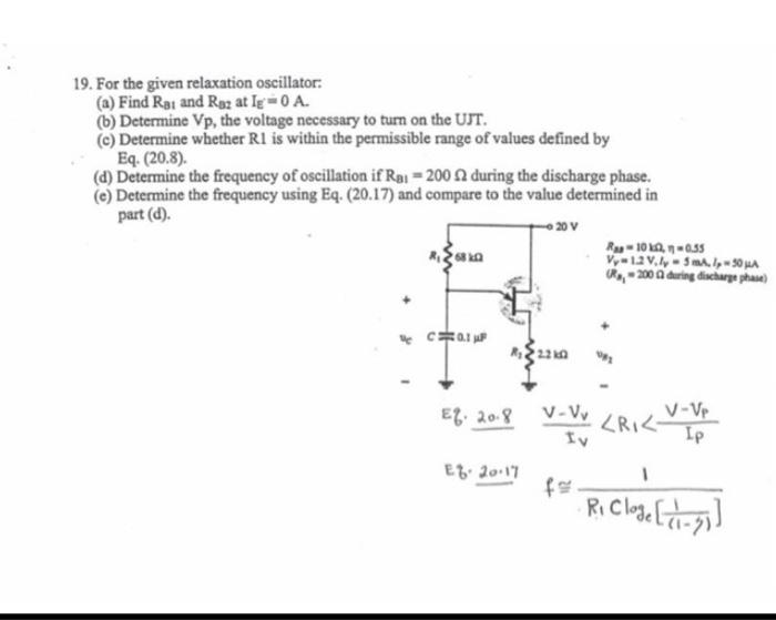 Solved 19. For the given relaxation oscillator: (a) Find Rai | Chegg.com