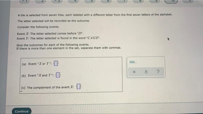 Solved A tile is selected from seven tiles, each labeled | Chegg.com