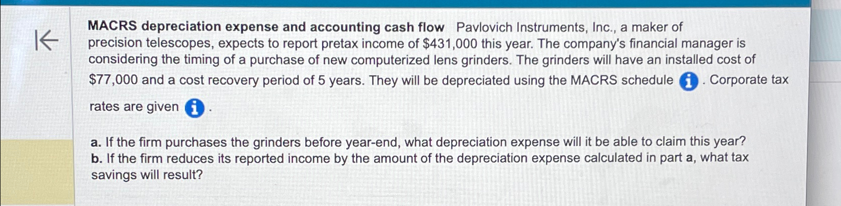 Solved MACRS depreciation expense and accounting cash flow | Chegg.com