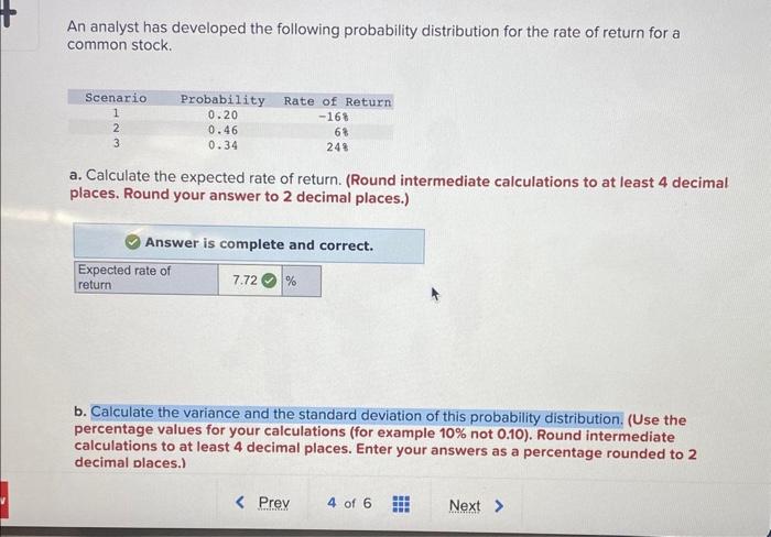 Solved An analyst has developed the following probability | Chegg.com