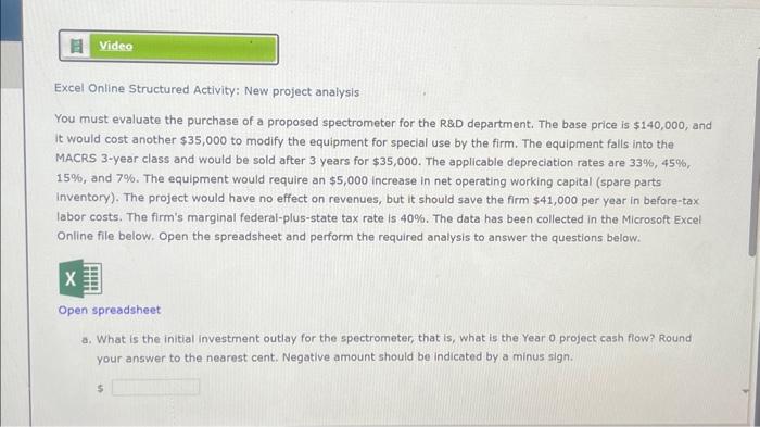 a. What is the initial investment outlay for the | Chegg.com