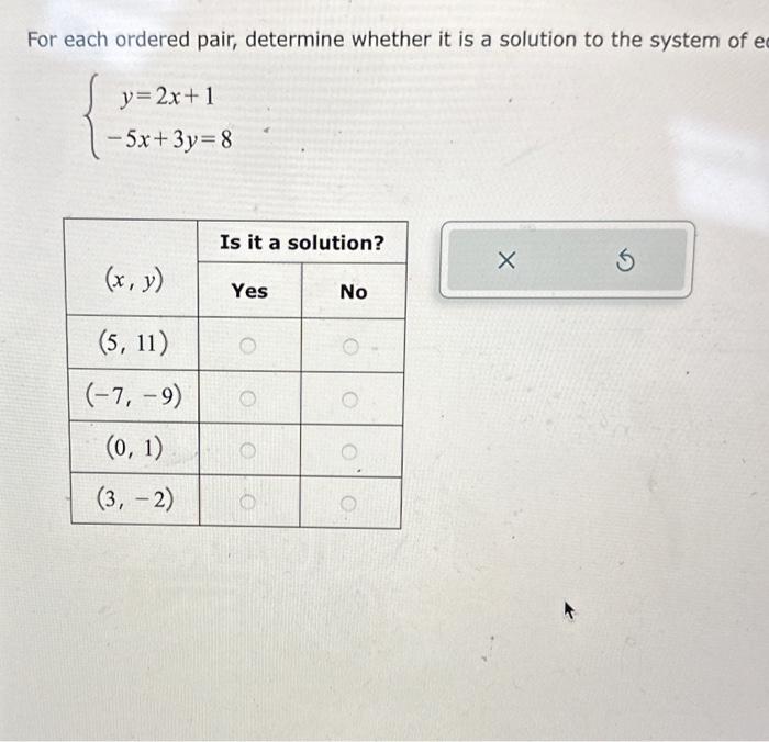 Solved For each ordered pair, determine whether it is a | Chegg.com