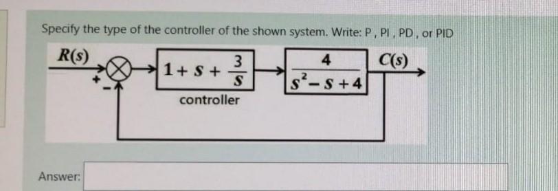 Solved Specify the type of the controller of the shown | Chegg.com