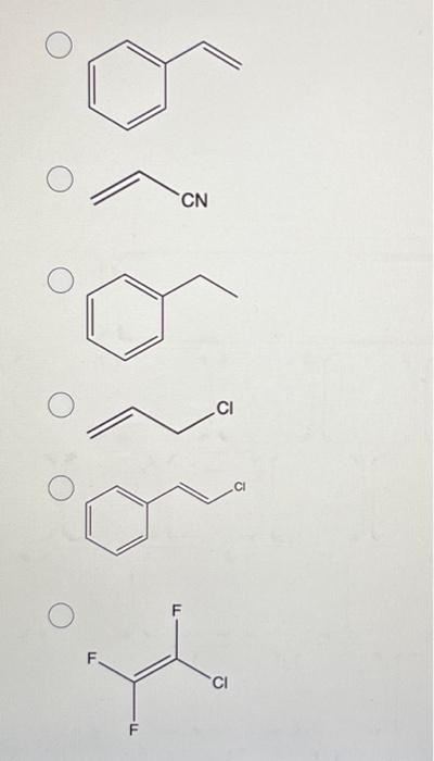 Solved Select the monomer used to create the following | Chegg.com