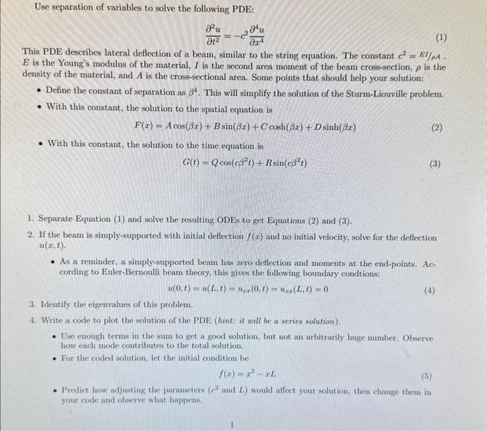 Solved Use separation of variables to solve the following | Chegg.com