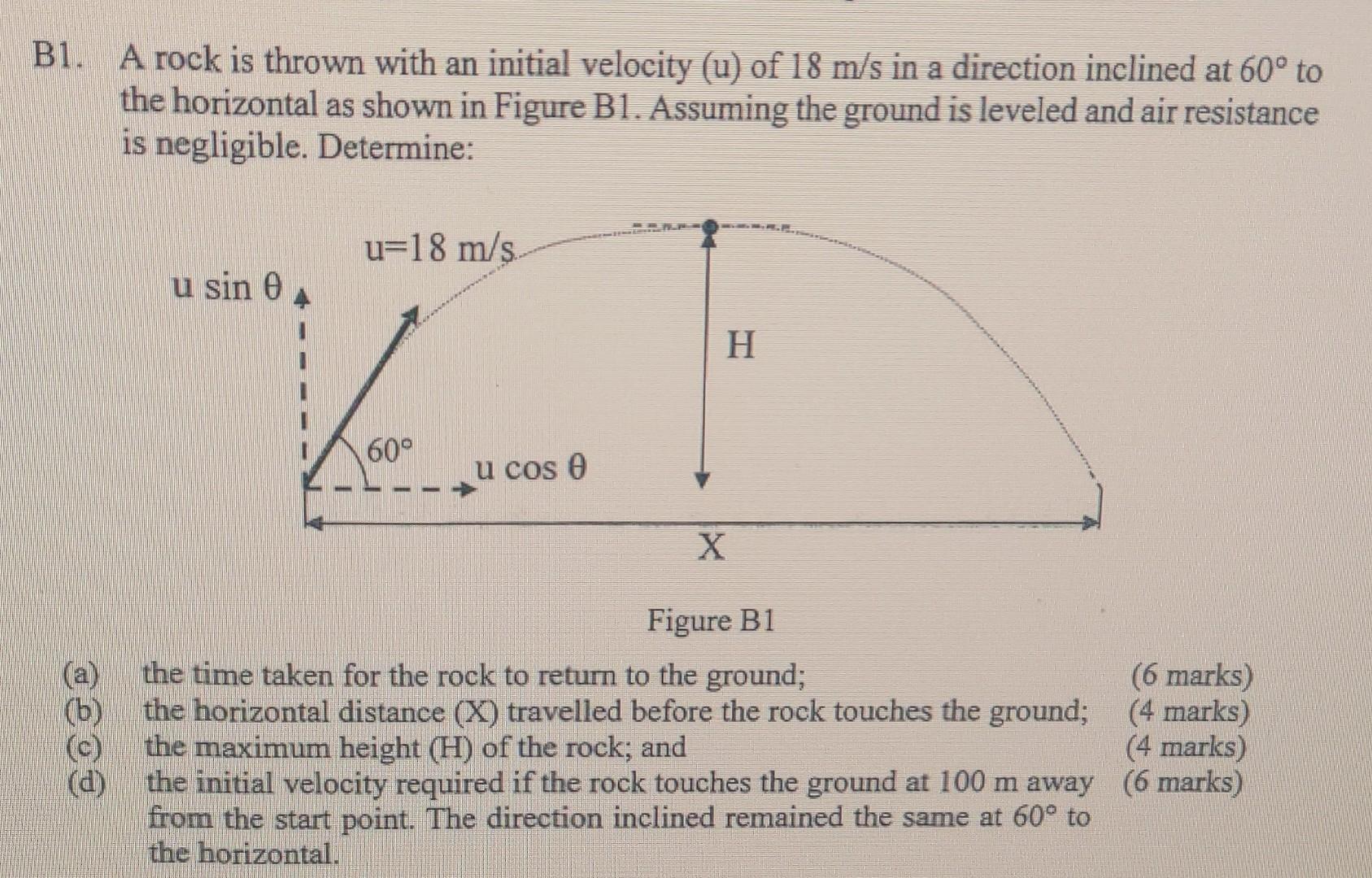 Solved 31. A rock is thrown with an initial velocity (u) of | Chegg.com