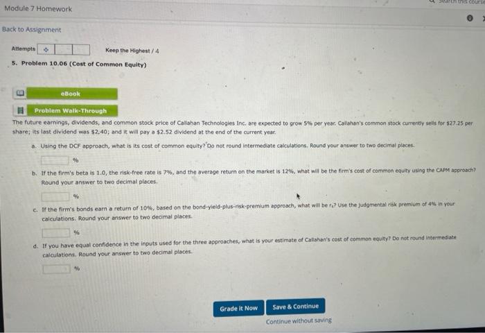 Solved 5. Problem 10.06 (Cost of Common Equity) The future | Chegg.com