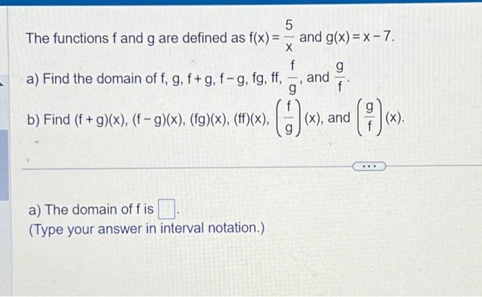 Solved The functions f and g are defined as f(x)= and | Chegg.com