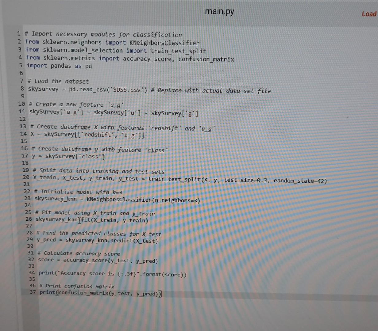 Solved 1 # Import necessary modules for classification 2 | Chegg.com