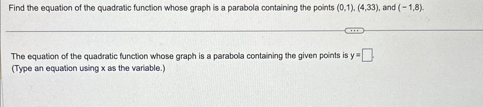 Solved Find the equation of the quadratic function whose | Chegg.com