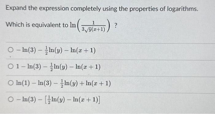Solved Expand the expression completely using the properties | Chegg.com